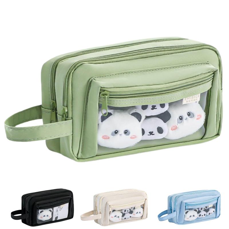 Letics ペンケース 大容量 筆箱 おしゃれ 透明 中学生 高校生 女子 韓国 鉛筆バッグ 多機能 3層構造【前面クリアポケット】お気に入りの小物やキャラクターグッズなどを前面の透明ポケットに入れて、持ち歩けるデザインです。自分だけのオ...