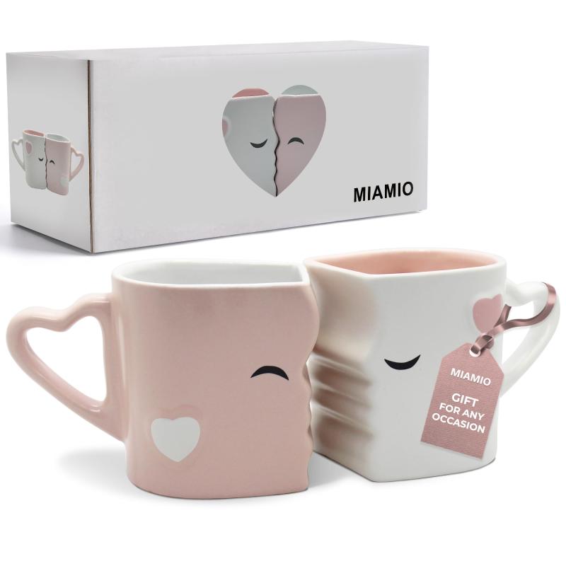 MIAMIO – コーヒー マグカップ/ギフト用の箱入りのキスをしているコーヒーカップ高品質 - カップセットは高品質のセラミック製です。 ✔カップと、特にカップの取っ手はとても丈夫で壊れにくいので、末永くお使いいただきます。ギフトとしての...