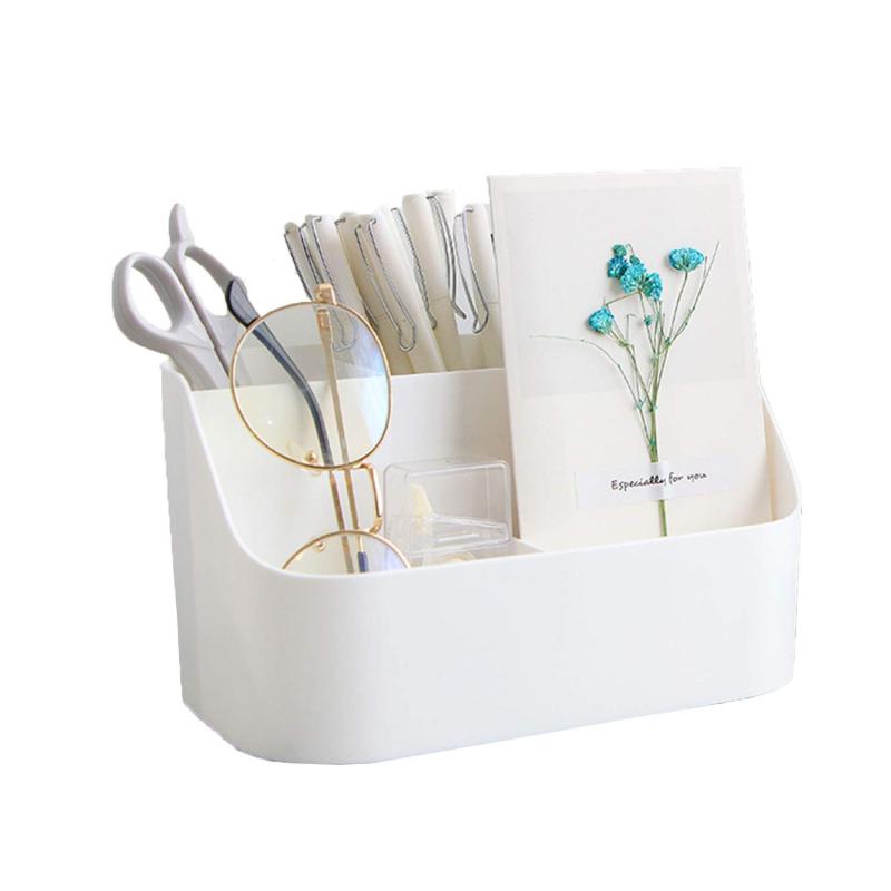 デスク収納ボックス 多機能収納ボックス オーガナイザー 透明 引き出し付き 仕分け収納 大容量 ペン立て 防塵 防水 メイクボックス リモコン 文房具 アクセサリー 小物入れ 卓上収納ラック【シンプルなデザイン】コンパクトながら、圧倒的な収...