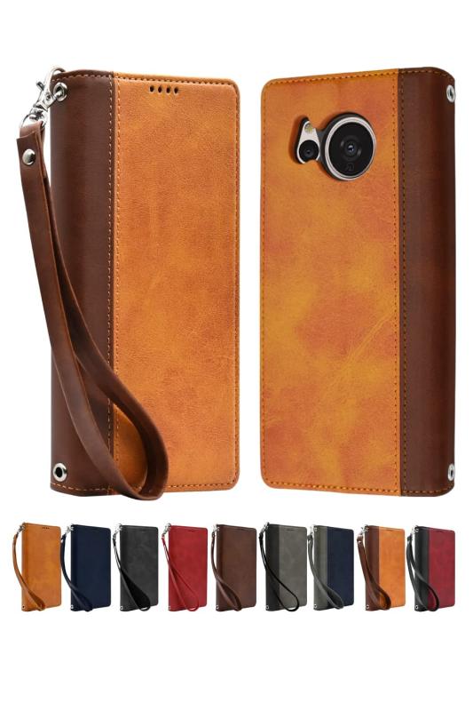 シズカウィル AQUOS sense7 plus Softbank ケース カバー 手帳型 本革調 レザーケース 1個入り