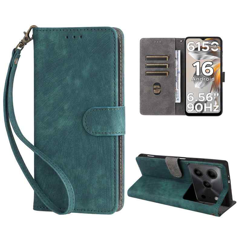 For DOOGEE Note56/DOOGEE Note56 Pro ケース 手帳型 スマホケース 手作り PUレザー 携帯カバー YANMONGI 財布型 ハンドストラップ付 軽量 薄型 耐衝撃 耐摩擦 全面保護 手触り良い 滑り落ちに...