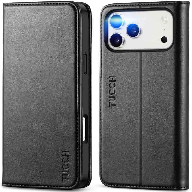 TUCCH iPhone 17 Pro Max 対応 ケース 手帳型 6.9インチ 3つカードスロット ストラップホール付き キックスタンド機能 RFIDブロッキング 衝撃吸収 全面保護 TPU素材 PU合皮 あいふぉん17プロマックス対【...