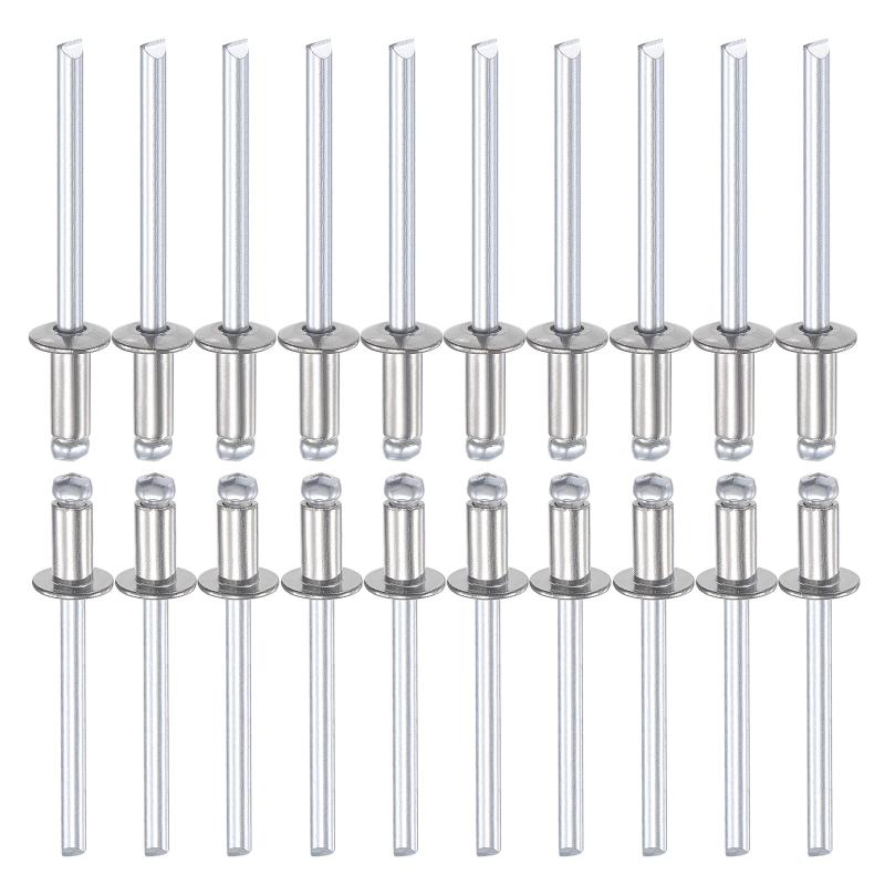 DTGN 4mm x 8mm DxL ブラインドリベット リベットナット ドームオープンエンドリベット 100個入り 機械結合用 304ステンレス鋼【ブラインドリベット】: パッケージコンテンツ：100個 シルバートーン オープンエンドブラ...