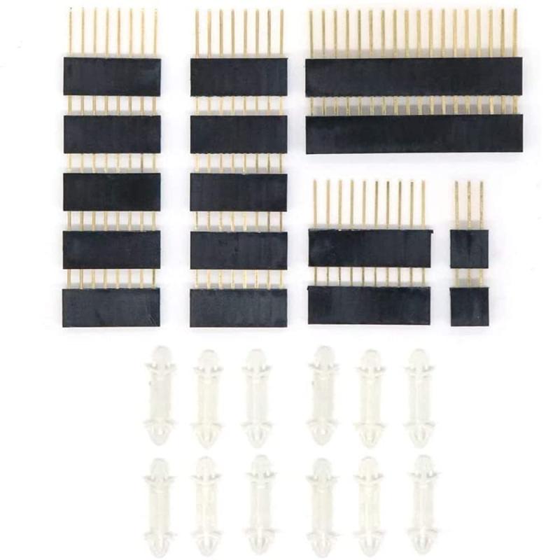 Treedix 2セット ピンソケット ピンヘッダー キット メス 単一列/二列 2.54mmピッチ スタッキング 基板用ホルダー付き Arduino Mega 2560対応 (合計 28 個)この積み重ね可能なピンヘッダーは Arduin...