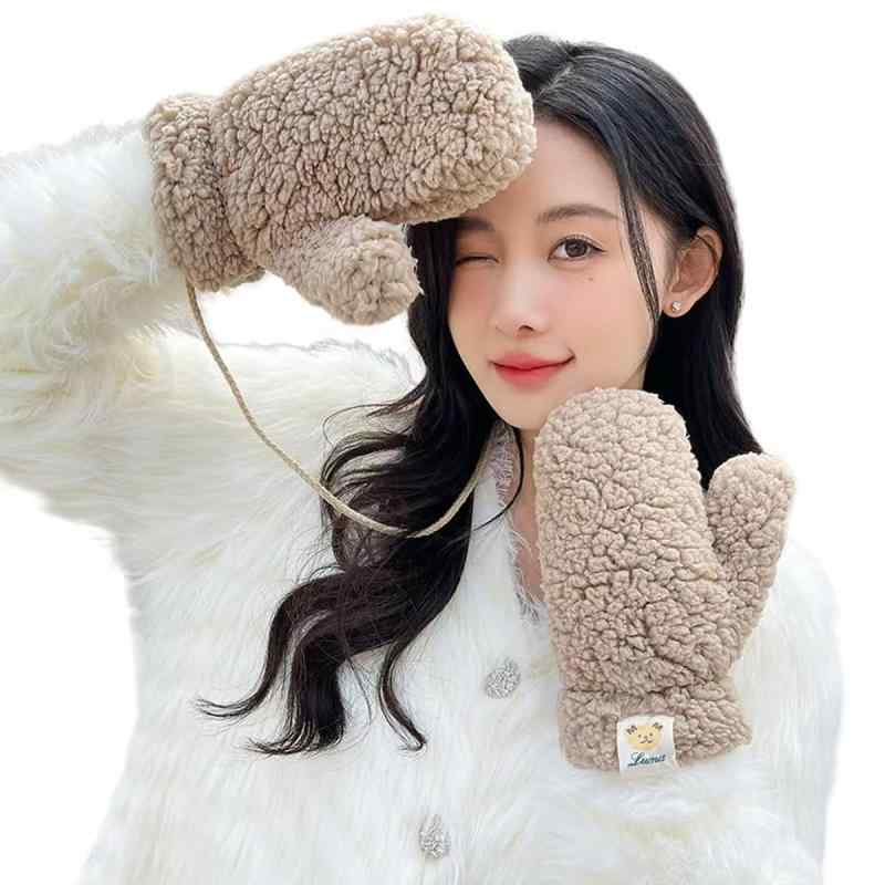 [YZZLBT] 手袋 防寒 レディース ふわふわ 【裏起毛36℃恒温蓄熱・雲のように柔らかい】 ミトン グローブ 二重層 厚手 肌に優しい 無地 抗ピリング加工 指なし 寒さ対策 暖かい 可愛い 防風 通【高品質の素材】高品質のラクダの毛...