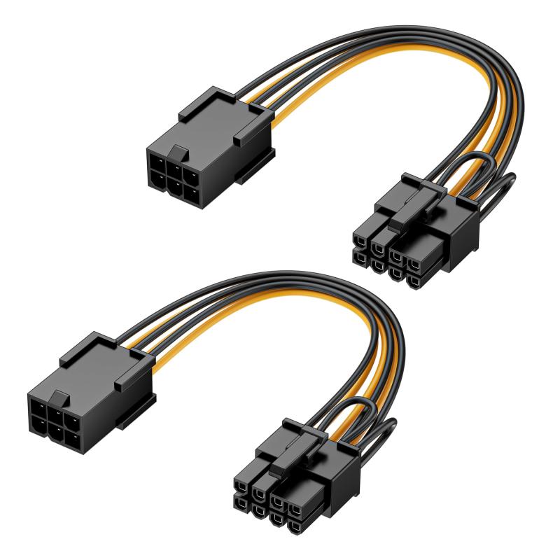 Cable Matters 2本セット 6ピンPCIe→8ピン PCIe 変換電源ケーブル 10cm ビデオカード対応【6ピン PCIe 8ピン PCIe 変換電源ケーブル】6ピン PCIe （メス）8ピン PCIe （オス）変換電源ケーブ...