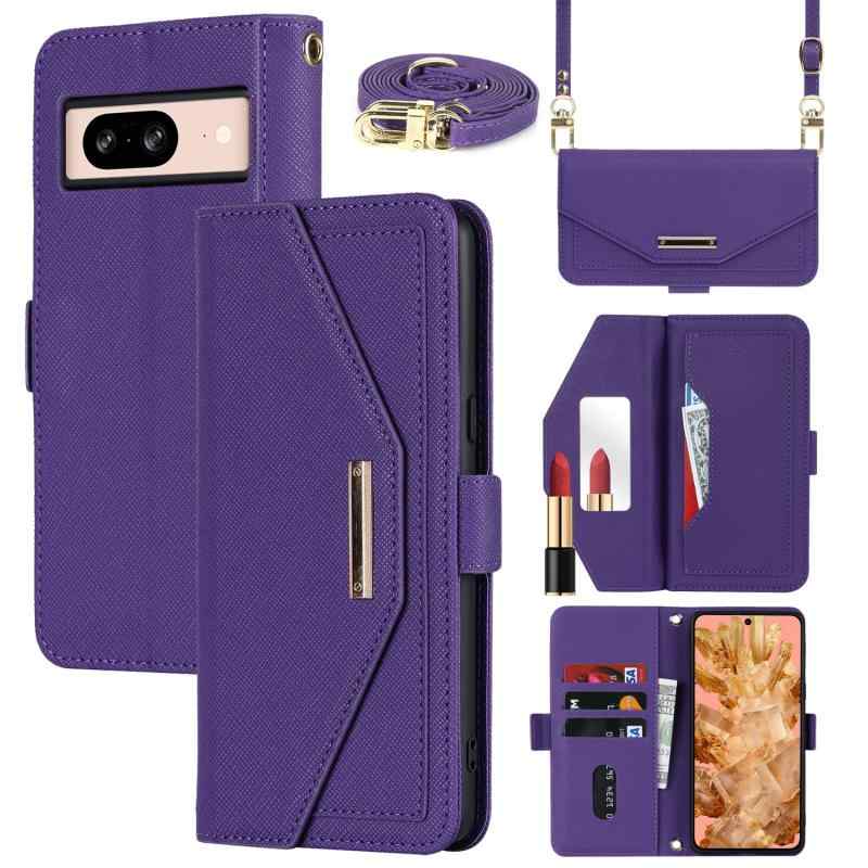 Cross pattern Wallet leather case for Pixel 8【収納力抜群】：ケース内側にはカードを2-3枚収納できるカードポケットとメモ、2枚の紙幣など収納できるポケットがあります。Dカードや運転免許証、交通カ...