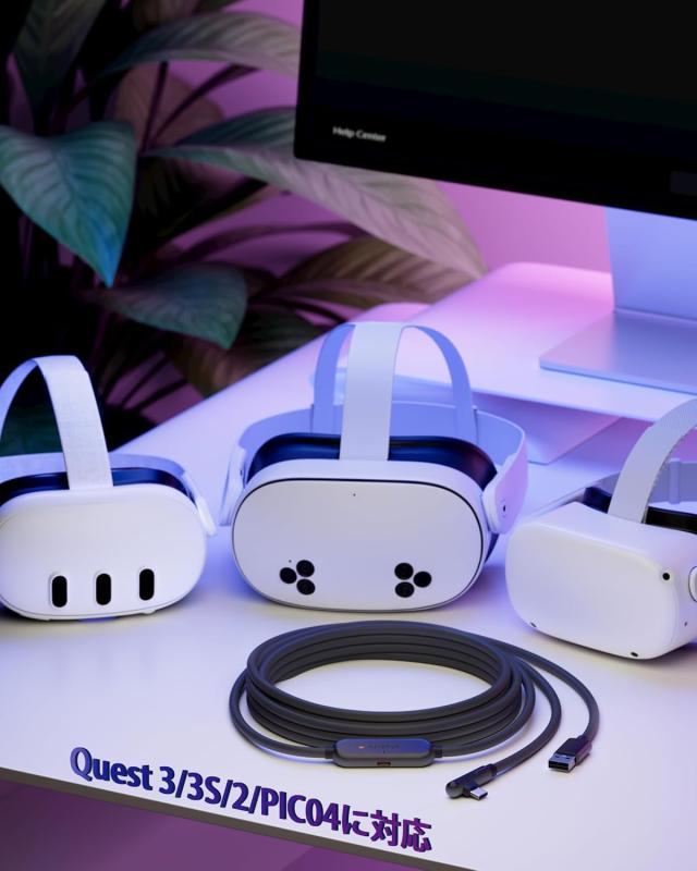 Maxonar リンクケーブル 5M Meta Quest 3S/Quest 3/Oculus Quest 2/Pico 4と互換性あり ゲームPC・Steam VR用【アップグレード仕様・遊びながら充電】5Gbps高速データ転送・L字型・...