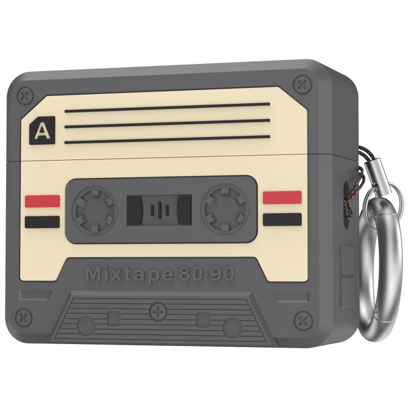 TRONWIN AirPods Pro 3 ケースカバー - 2025 レトロなミックステープデザイン カセット型 アップル AirPods Pro 第3世代用 シリコーン カバー 男女兼用