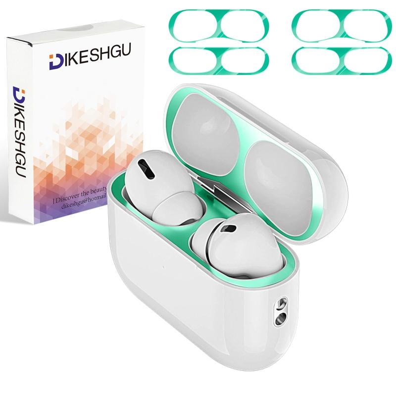 【2025モデル】DIKESHGU for AirPods Pro 3ダストガード アップル エアーポッズ プロ3ダストカバー ホコリガード 防塵 カバー 保護シール 汚れ防止 シール 極薄 金属製 おしゃれ 取付簡単 メタリック