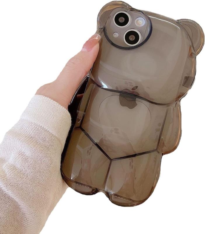 Kunyehdo iPhone シリーズ ケースかわいい 漫画 韓国 お洒落 3D 青 透明 クマ 携帯ケース 女性 女の子 防振 キャラクター おしゃれ TPU 耐衝撃 スリム iPhoneケース【ユニークなデザイン】それらのAirbag...