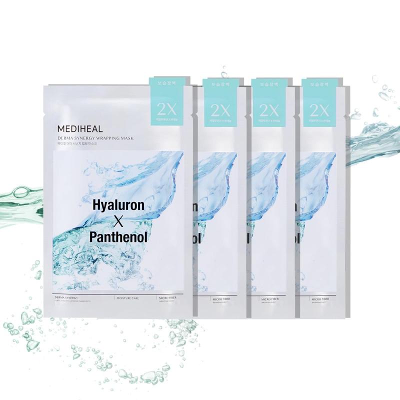 Mediheal Derma Synergy ラッピングマスク 保湿バリア用 (4パック) - ヒアルロンパンテノールで肌の保湿を改善【モイスチャバリアケア】ヒアルロン酸とパンテノールの相乗効果を兼ね備えた、完璧な水分バリアケアでお肌を活性...