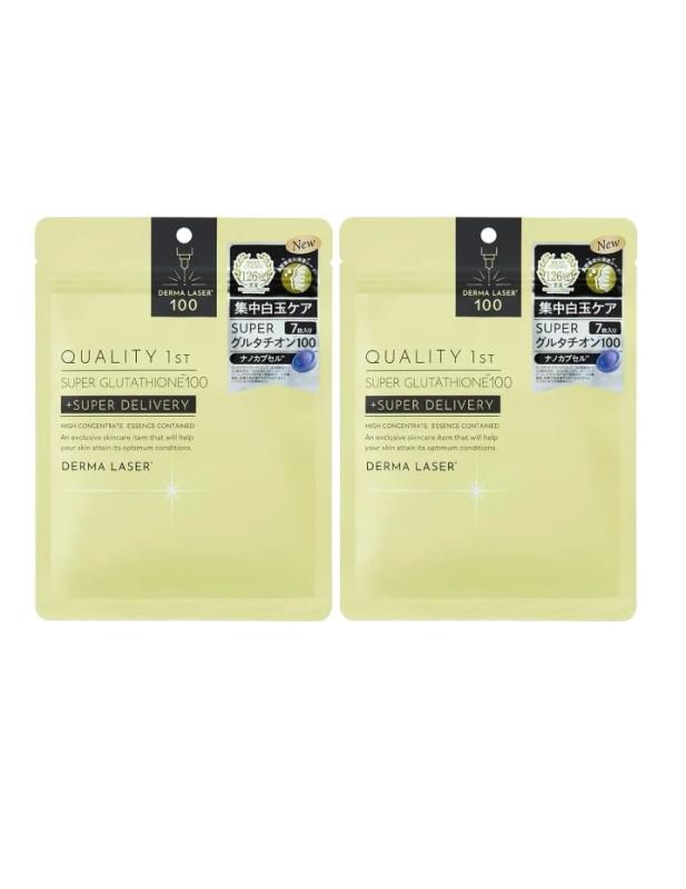 【集中白玉ケア】ダーマレーザースーパー グルタチオン100 マスク7枚入りx2個セット高濃度グルタチオンで 究極の白玉肌へ成分浸透をサポートするシリコンマスク発想。 高密着高浸透のPremiumシート3つの浸透技術を組み合わせることで、必要...