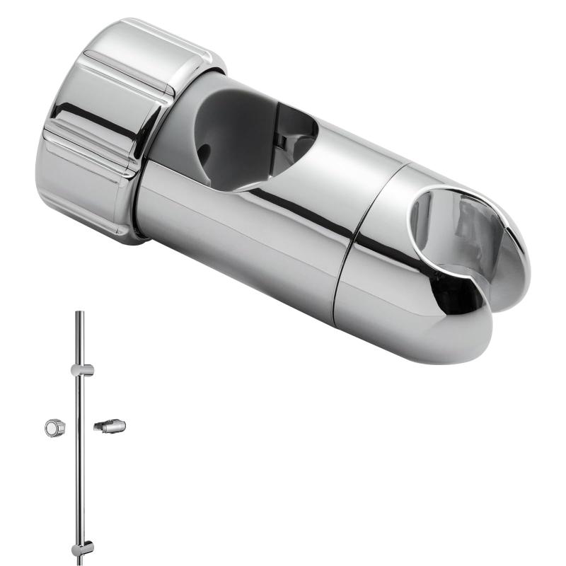 kasanidika シャワーフック 修理交換用 360°自由回転 角度調整可能 スライドバー用 シャワーヘッドホルダー 取り付け簡単 工具不要 28-32mmスライダー対応【メタル調表面仕上げ】耐久性に優れたABS素材を採用し、軽量で取り...