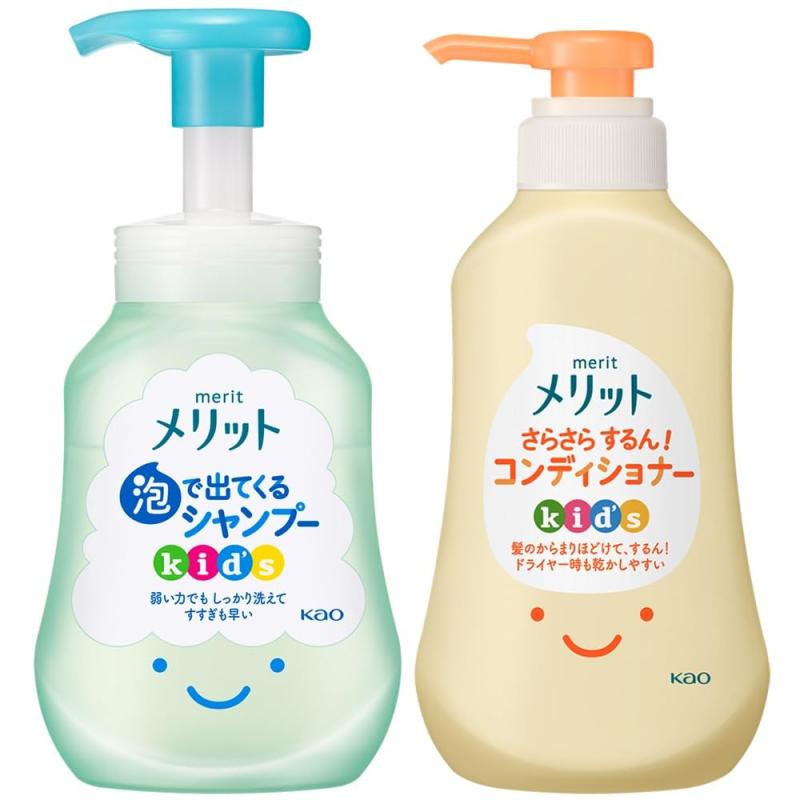 メリット キッズ 泡で出てくるシャンプー 300ml + さらさらするん コンディショナー 360ml ポンプ シャンプー＋コンディショナー セットシャンプーとコンディショナーのセット