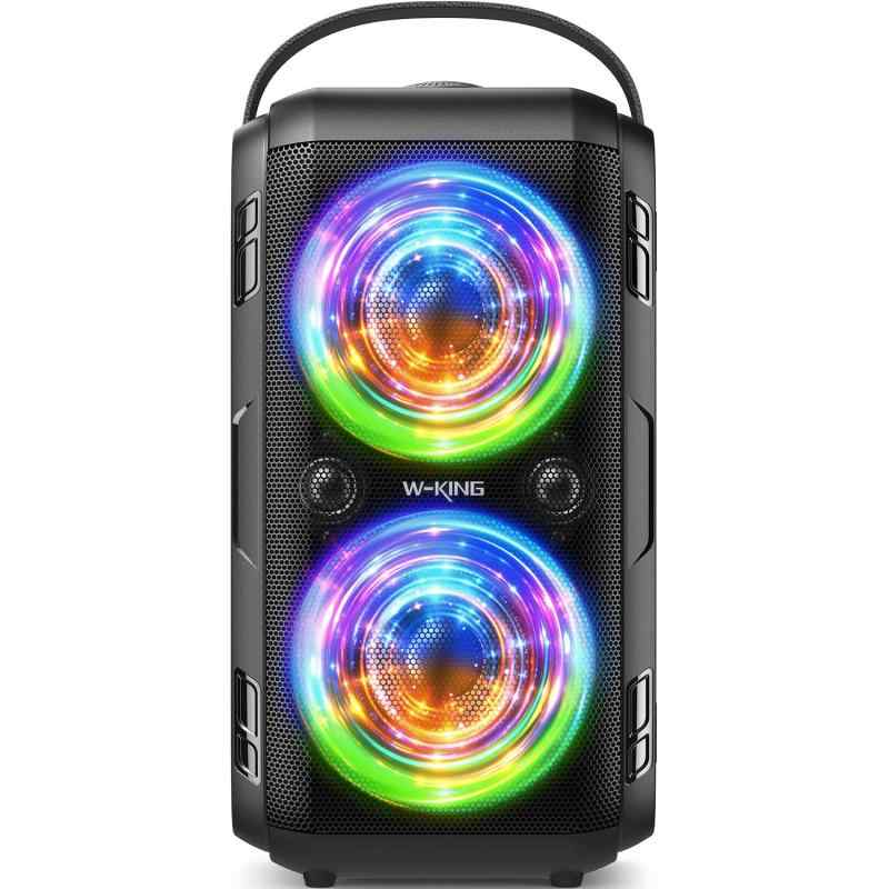 W-KING 80W Bluetoothスピーカーラウド 、スーパー重低音、巨大な105dBサウンドポータブルパーティースピーカー、混合色LEDライト、24H Playtime、Bluetooth 5.0、USB再生、TFカード、非防水クレ...