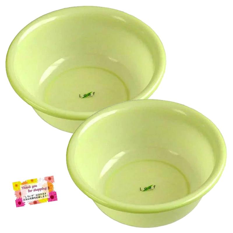 日本製 【小さめの湯おけです】 リーフ レディス湯桶 グリーン 握りやすい コンパクトサイズ バス用品 洗面器 φ25.2×9.6cm 容量2.9L 【2個セット】コンパクトサイズ: 直径25.2cm×高さ9.6cmの小さめサイズで、女性に...