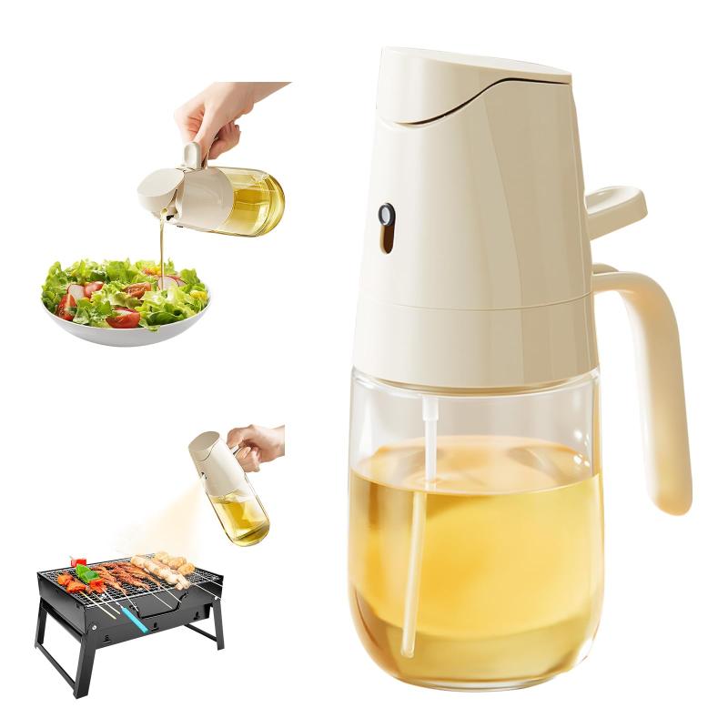 Oziral オイルボトル 料理 オイルスプレー オイル差し オイルポット 調理用 調味料入れ 霧吹き 垂れない ガラス製 サラダ油/醤油/オリーブオイル/酢 キッチン エアフライヤー用