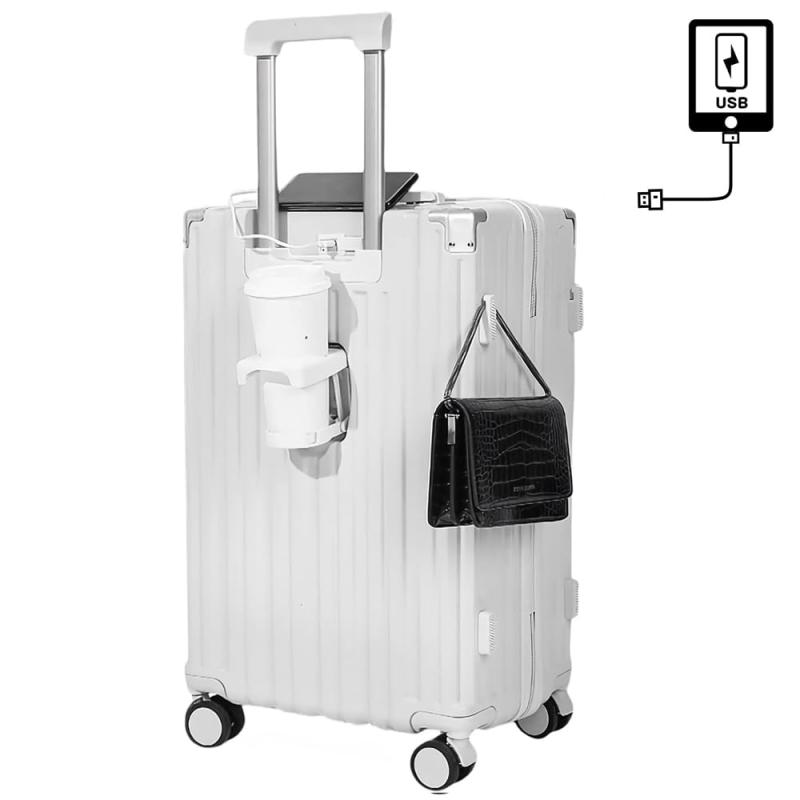 [DANCINGWOLVES] スーツケース キャリーケース 機内持ち込み キャリーバッグ USBポート付き 充電機能 カップホルダー付き 隠しフック機能 軽量 大型 静音 ダブルキャスター 耐衝撃 360度回転 人気【超軽量】スーツケース...