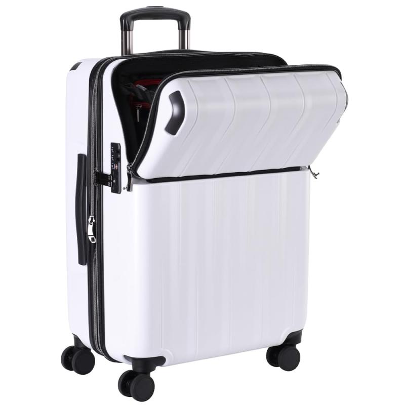 [ヒデオワカマツ] スーツケース キャリーケース ジッパー トップオープン ストッパー付き 拡張 無料預入可 多機能 フロントオープン 前開き TSAロック エストップ 60(拡張時71) L 85-76680総外寸：630×440×280...