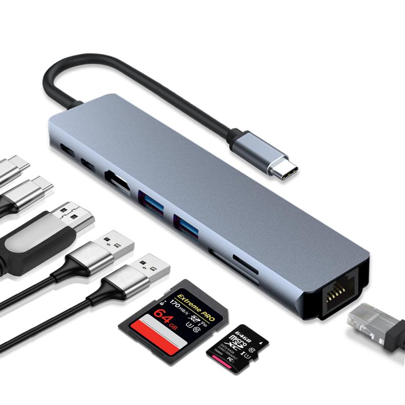 USB C ハブ 8in1 Type C ハブ【 4K HDMIポート / LAN 100Mbps イーサネット / SD&amp;TF カードリーダー / 100W PD充電 / USB 2.0 *1 + USB 3.0 *1 高速データ...