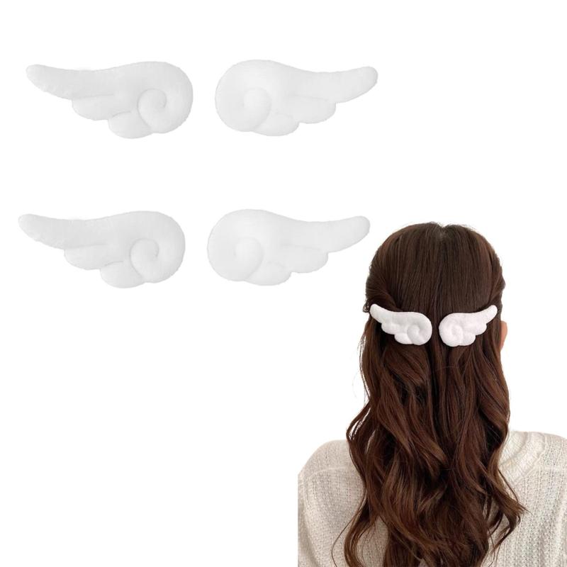 RICISUNG 天使の羽 前髪ピン 【2ペア】ヘアピン ヘアクリップ 使の羽 前髪クリップ ファッションヘアピース 女の子 可愛いレディース【プレミアム素材】ウイングヘアクリップのウイングはやわらかいぬいぐるみ生地で、見た目がとてもキュー...