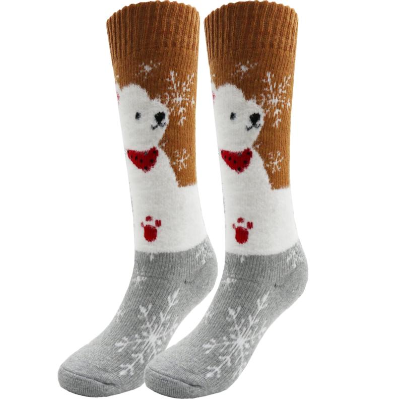 [MonikaSun] スキーソックス キッズ 子供スノーボードソックス ハイソックス スキー靴下 厚手 アウトドア メリノウー ル採用 登山ソックス ハイキングソックス クマさん 足首サポート 防臭 4-14【メイン素材＆カラー】メリノウ...