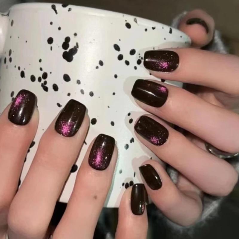 ネイルチップ 手作りネイルチップ ショート キャッツア 24枚セット 両面テープ付き 簡単に貼る 耐久 便利 無地 落ち着いた おしゃれ 付け爪 短めのネイルに便利 可愛いデザイン DIY ネイルチ【キャッツアデザイン】流行ネイルチップ キ...