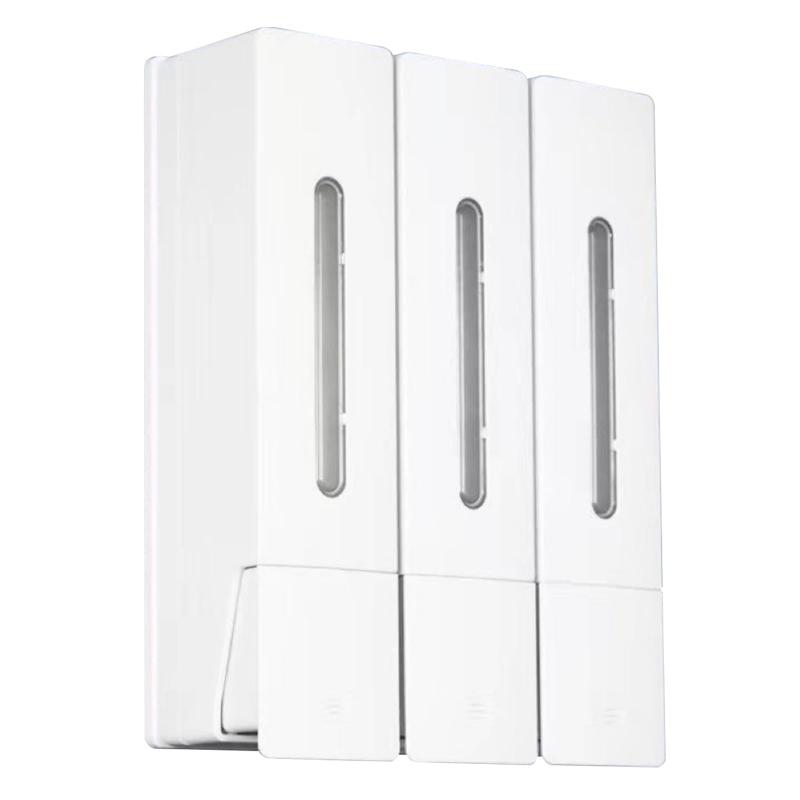 シャンプーディスペンサー ノーパンチウォールマウント3ヘッドソープディスペンサー ディスペンサー 大容量 壁掛け 詰め替えボトル 簡単取り付け 洗面所 浴室などに適用大容量設計: シャンプーやボディーソープなどの詰め替えに最適なディスペンサ...