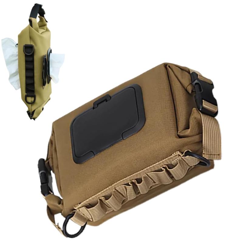 JUSTVEL ウェットティッシュケース ポケットティッシュ ケース ホルダー 2in1 【乾湿両用ひとまとめ】 両方 持ち運び 携帯 車 アウトドア キャンプ 2種類 収納 多機能 ポーチ ベルト付き【乾・湿2種類のティッシュを、これ一つ...