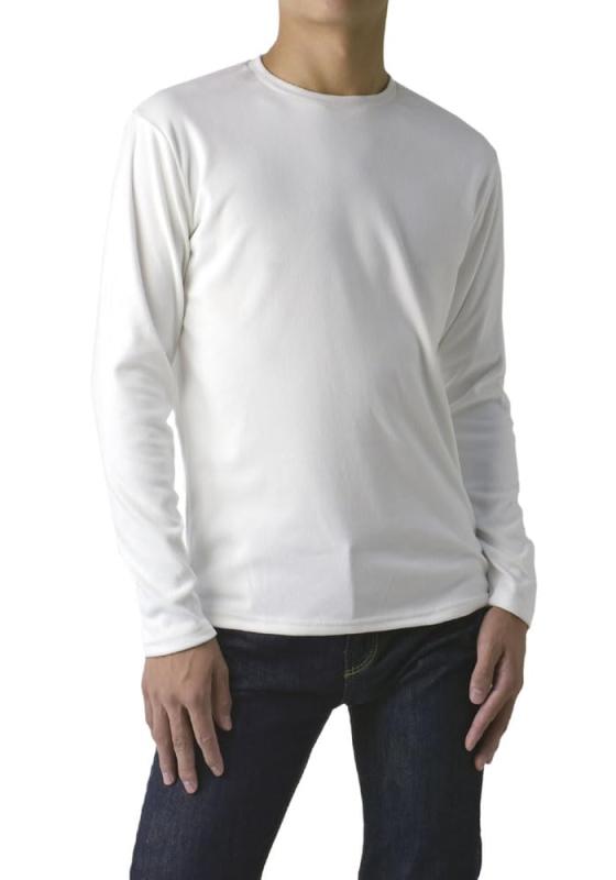 [FLAG ON CREW] (フラグオンクルー) メンズ ストレッチ フリース クルーネック 長袖Tシャツ 起毛 保温 速乾 カットソー 秋冬トップス / B2MMサイズ ( 着丈：64 身幅：100 袖丈：60 肩幅：45 )Lサイズ ...