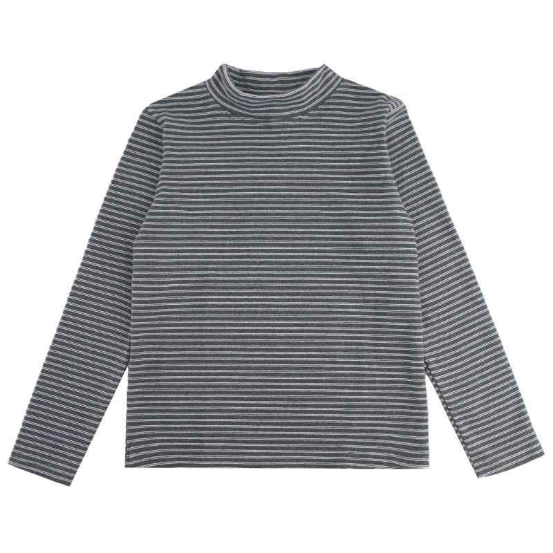 [chickiddos] キッズ 長袖tシャツ 男の子 女の子 スタンドカラー ロングt タートルtシャツ ハイネック ストライプ ホットコット 自発熱 カットソー インナー トップス 子供服 暖かい 重ね着 ジ両面起毛・発熱素材、柔らかく...