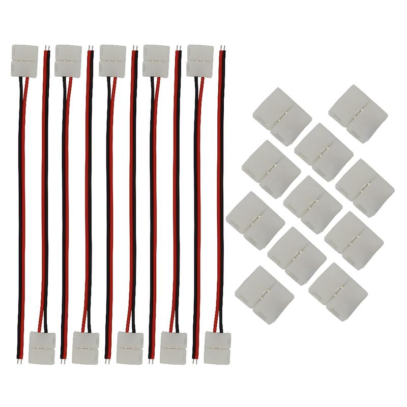 CESFONJER 20個LEDストリップライトコネクタキットには、2ピン8mm幅LEDはんだ付け不要接続ワイヤ、SMD2835、3528 RGB LEDストリップライト用2ピン導体LEDストリップコネクタが含まれていますプレミアム品質：ワ...