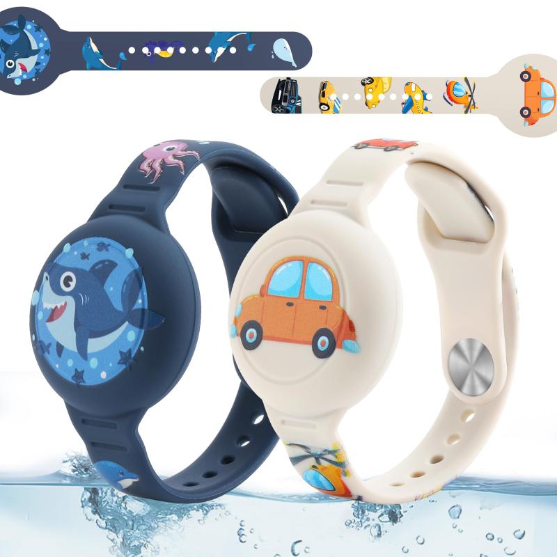 R-fun Waterproof Air Tag Bracelets for Kids [2 Pack] Compatible with Apple Air Tag Finders with Soft Silicone,Anti Lost ...