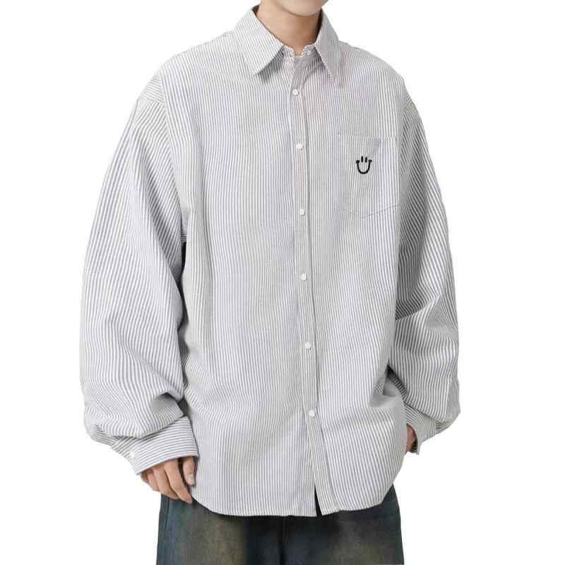 [KOTRBOY] ストライプシャツ メンズ 春秋服 長袖 ワイシャツ 大きいサイズ カジュアル ビジネス ボタンダウン ストライプ柄 ポケット付き 厚手 ゆったり 軽い 人気 シンプル 柔らかい ノーアイ