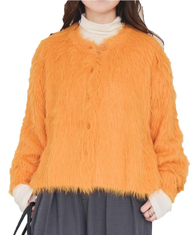 [ティティベイト] ロングシャギー ニット カーディガン AEXP4168 レディース[原産国]:中国【F】着丈:43、肩幅:57、袖丈:52、アームホール:40、バスト:112、裾幅:33ナイロン 77% アクリル 13% ポリエステル 10%