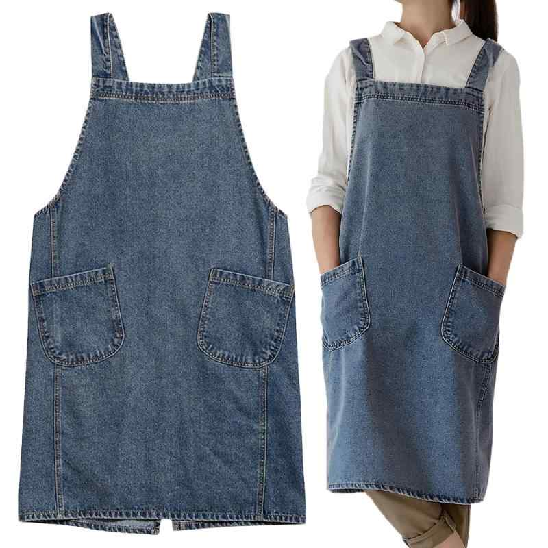 [HARY SHOP] エプロン メンズ レディース 保育士 おしゃれ かぶるだけ デニム バッククロス 大きいサイズ 男女兼用 ガーデン カフェ 綿100％様々なシーンで利用できるオシャレなデニム エプロン