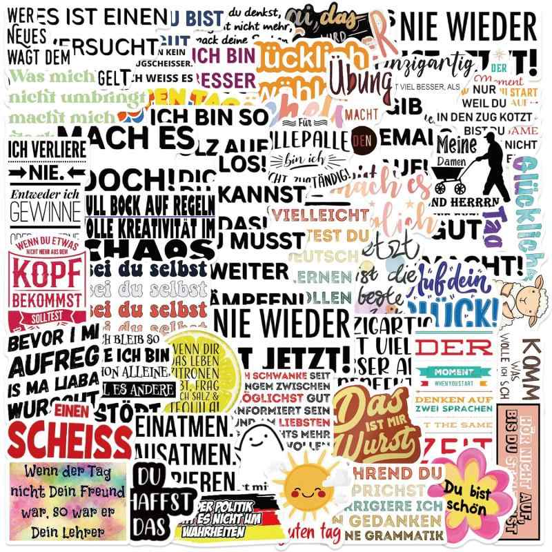 ドイツ語の感動的な名言ステッカー 50枚、ビニール製防水ラップトップステッカー 学生・学校用品 教室・先生・子供・女の子・ティーン向け賞品 (ドイツ語)デザイン：ドイツ語の感動的な名言がデザインされた50枚入りステッカーは、ノートパソコン、...