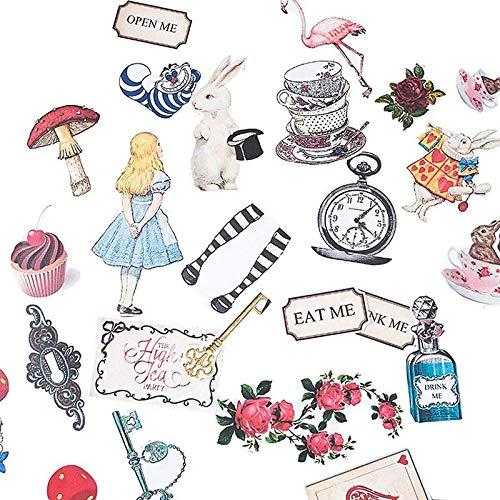US-Style 30枚 ビンテージ アンティーク デコ アリス ステッカー シール 詰め合わせ貼り付けはとても簡単台紙から剥がしてお好きなところに貼るだけスーツケース,自転車,バイク,車,ペンケース,スマートフォン,タブレット,ギター,ス...