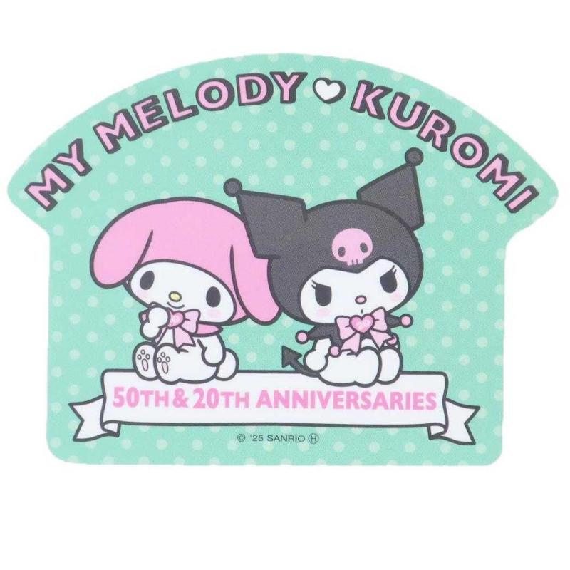 マイメロディ＆クロミ[キャラクターステッカー]/50th＆20th Anniversaries ドット サンリオ車やバイク、カバンやステーショナリーなどいろんなトコに…デザイン/デコレーション/シール/手帳/ステッカーおしゃれ シール デザ...