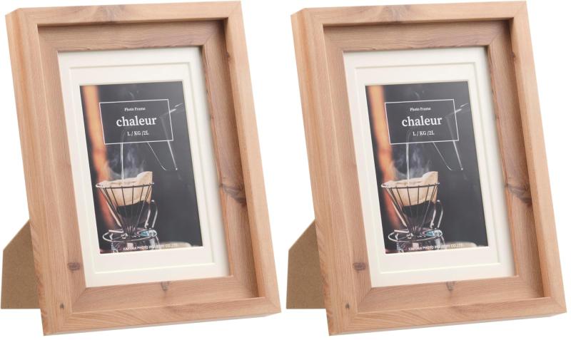 ハクバ HAKUBA フォトフレーム Chaleur(シャルール) L/KG(ハガキ)/2Lサイズ AZ 木製 額縁 写真たて スタンド・吊り紐付き 3サイズ兼用
