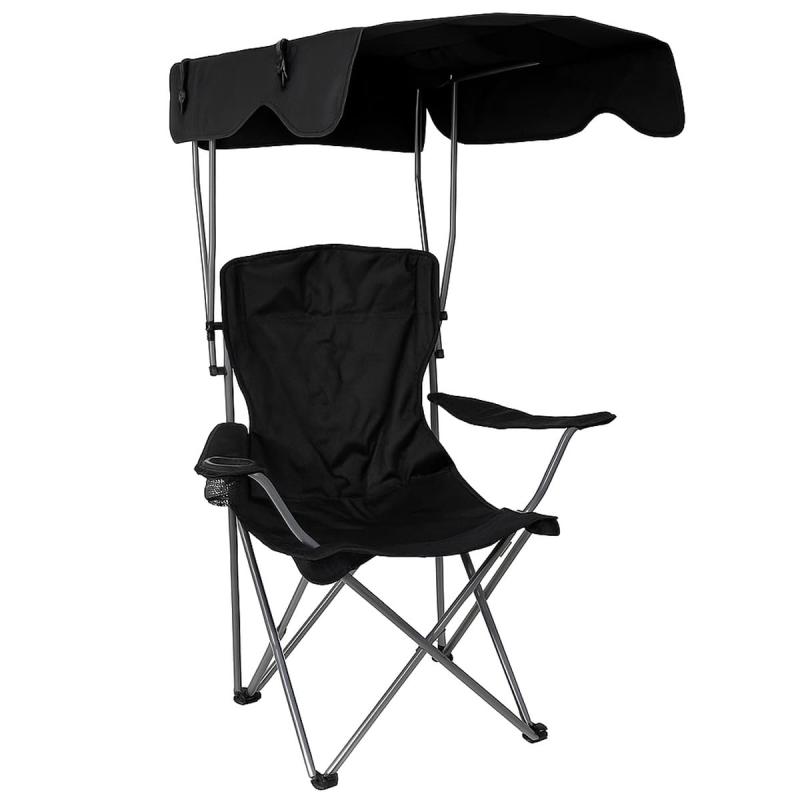 キャノピィス アウトドアチェア サンシェード付き 屋根付き 折りたたみ椅子 アウトドア ドリンクホルダー付き パラソル 日除け ひさし 遮光 キャノピー イス 簡易 キャンプ 屋外 ブラック【サンシェード付きアウトドアチェア】MonoSap...
