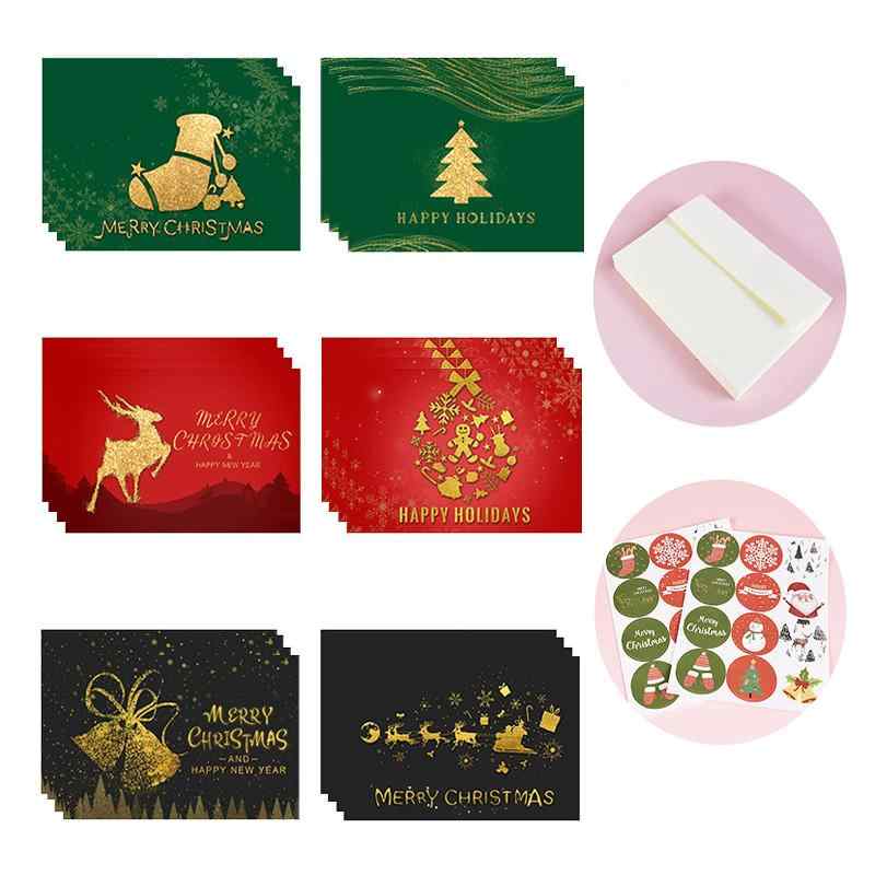 サムコス クリスマスカードセット 封筒付き シール付き グリーティングカード メッセージカード クリスマス カード 祝いカード 挨拶 感謝状 お礼 かわいい クリスマスツリー柄 プレゼント1