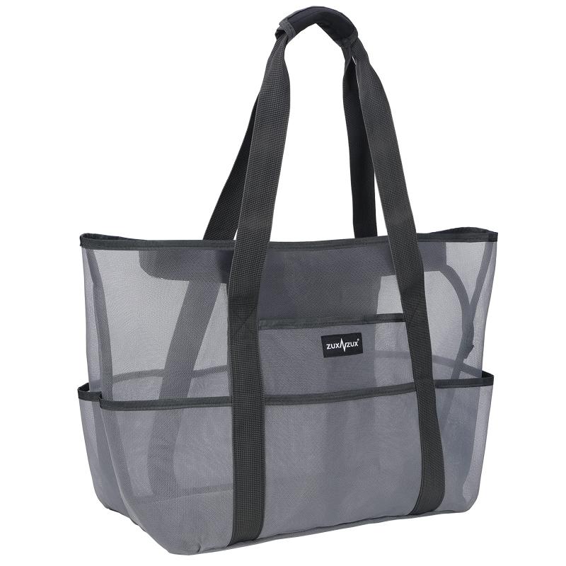 [ZUXNZUX] ビーチバッグ プールバッグ 軽量 38L 大容量 自立式 折り畳み可能 メッシュバッグ ビーチ/ショッピング/水泳/ジム/スパ/温泉/旅行用