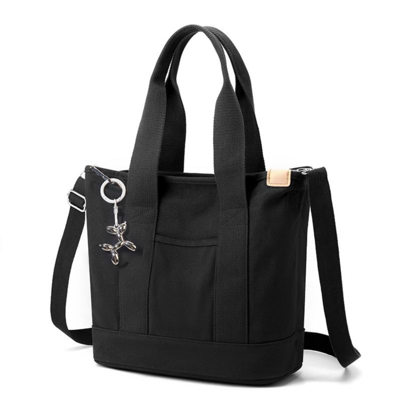 [KSYN KO-KO] トートバッグ キャンバス 大容量 A4対応 2WAY仕様 肩ひも付き ショルダーバッグ キャンバ ストート 帆布 男女兼用 人気 多収納 手提げバッグ 防水 軽量 通勤 通学 旅行 可愛いキーホ