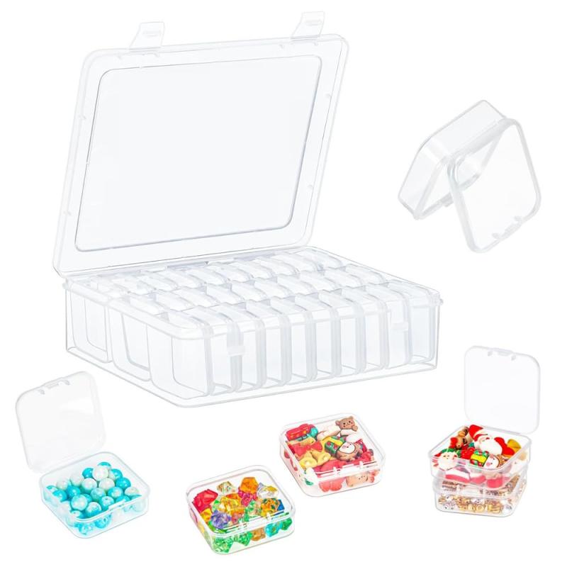 サムコス ビーズケース 30個セット ビーズ収納ボックス 小物入れ 独立型 透明 プラスチック製 蓋付き 収納ケース ネイルケース ジュエリー収納 DIY アクセサリー 保存用【商品仕様】大箱サイズ：22.6cm×17.7cm×6cm。小箱...