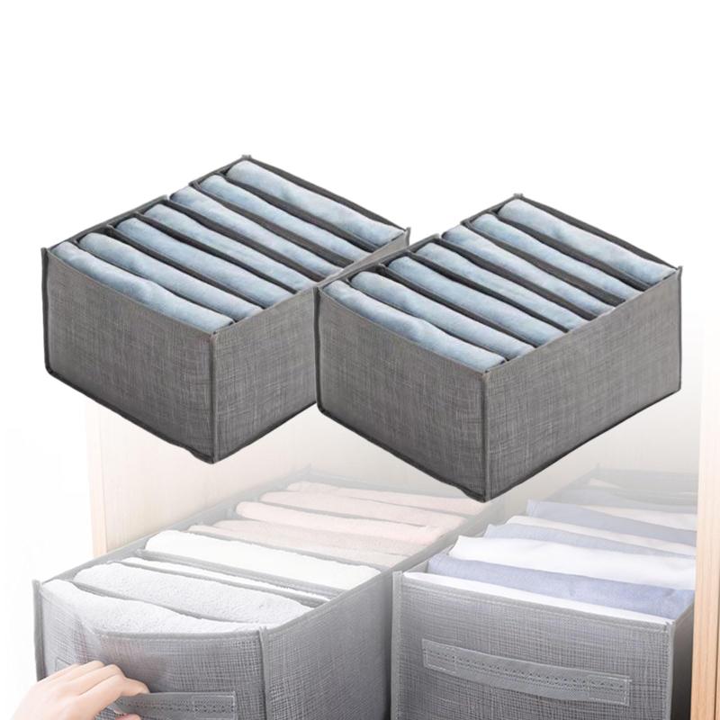 FujiFrugal 下着収納ボックス ズボン収納 衣類収納ケース tシャツ 収納 大容量 防虫 防塵 防湿 無臭 水洗い可能 (7マス） [並行輸入品]【製品仕様】サイズ：35x25x17cm、7マス、2個。【良質不織布材料】高品質不織布...