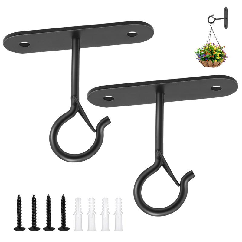 Ygmylandbb 天井フック、植物、ランプ、装飾品の吊り下げに適した強力天井取り付けフック 2個✅[高強度素材]-高品質のステンレス鋼製を採用しており、防水性と防腐性に優れて、アイプレートの表面は亜鉛メッキされ、滑らかで光沢があり、湿っ...