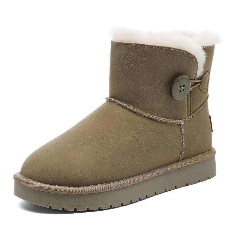 [Flukin] ムートンブーツ スノーブーツ レディース 暖かい ベイリーボタン 厚底 ボア 厚底ブーツ スノーブーツ レディース ショートブーツ 冬靴 ギフト 通勤 通学 旅行 散歩 軽量【冬の必須アイテム】厳しい寒さにも負けない保温性...