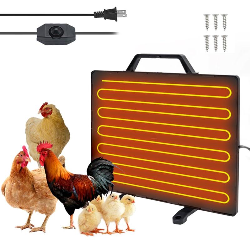 コープヒーター,サーモスタット鶏小屋ヒーター 160W 家禽加熱パネル 0-99℃ 温度調節可能 冬農場輻射加熱ボード ひよこ鶏家禽ペット用ステンレス鋼加熱プレート【プレミアム素材＆お手入れ簡単】：ステンレス鋼素材で作られており、耐久性と長...